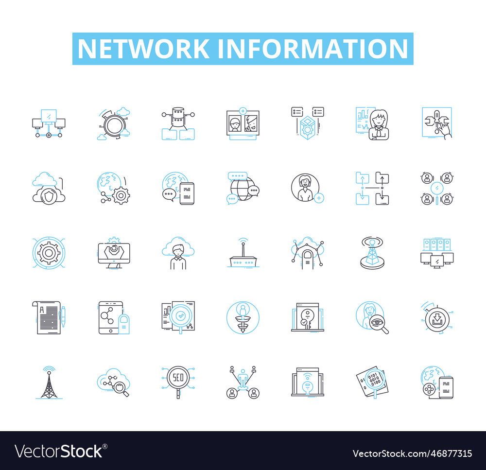 Network information linear icons set connectivity Vector Image Network information linear icons set connectivity Vector Image