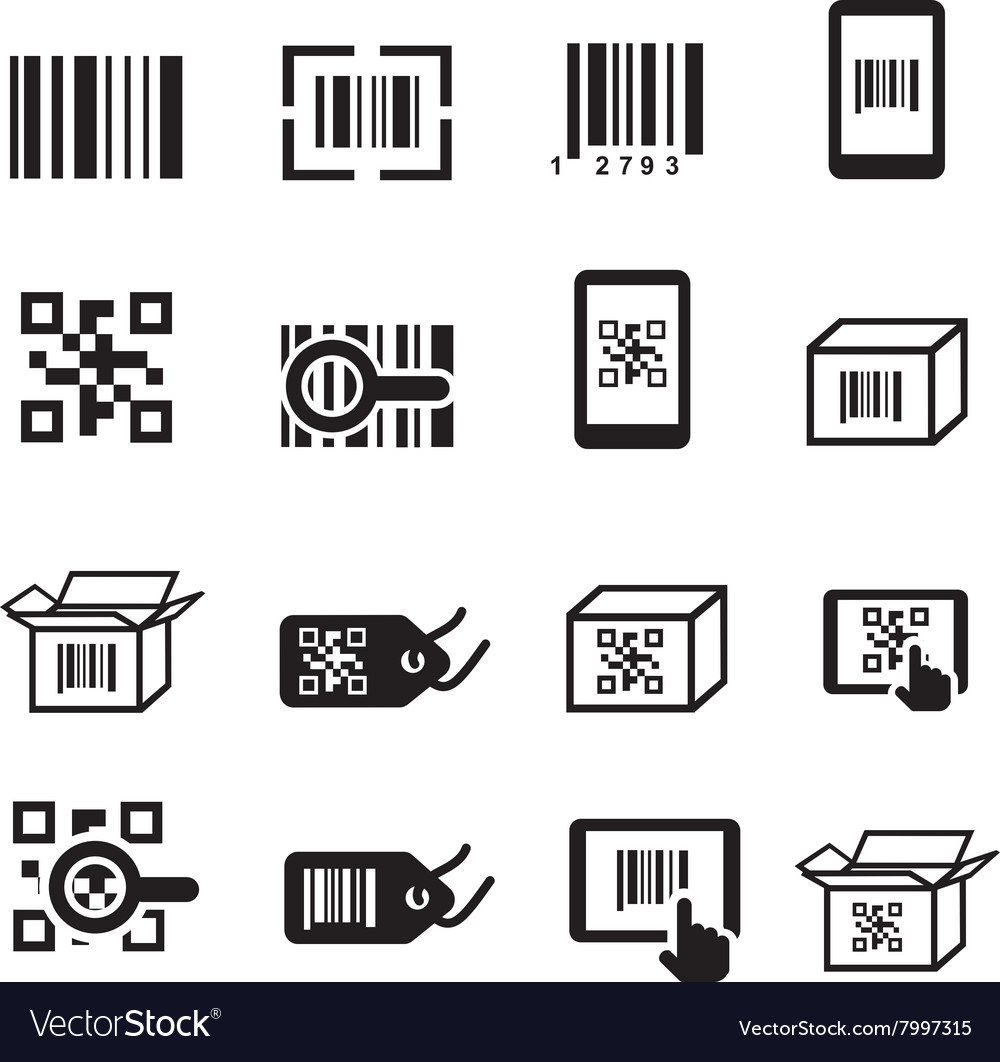QR code and Bar code icons set Scan coding Vector Image