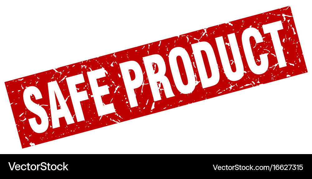 Square grunge red safe product stamp Royalty Free Vector
