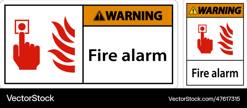 Warning fire alarm sign on white background Vector Image