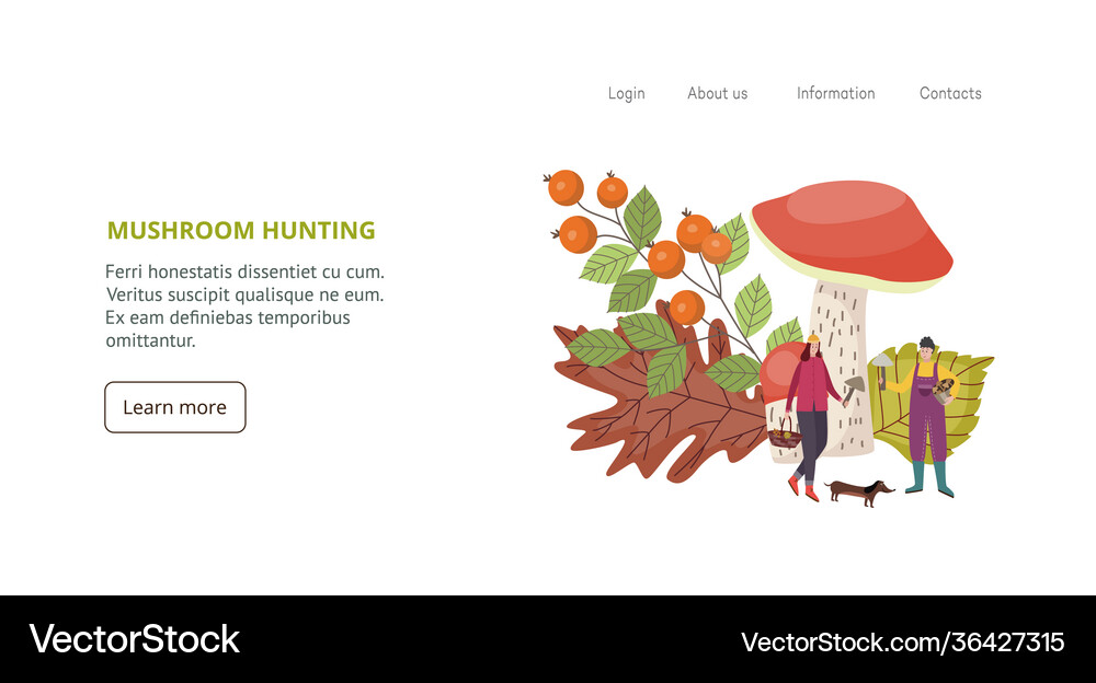 Web banner template for mushroom hunting activity Vector Image