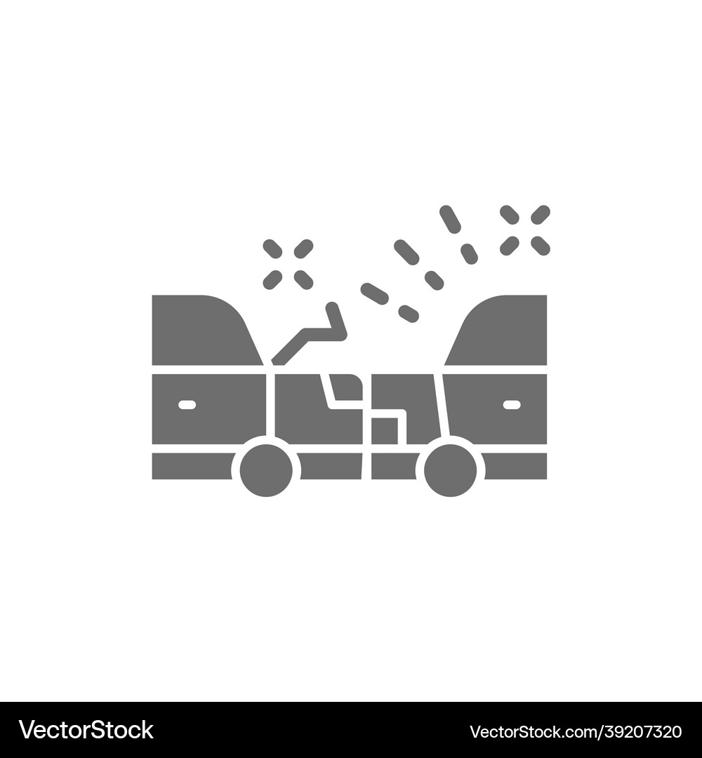 Accident car crash grey icon isolated on white Vector Image