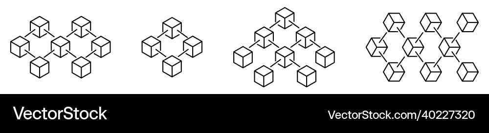 Blockchain collection icons crypto currency block Vector Image