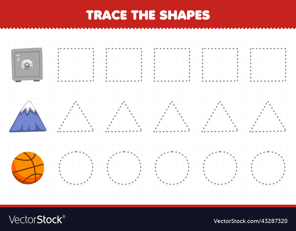 Education game for children trace the shapes Vector Image