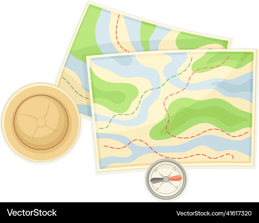 Expedition map depicting geography and route Vector Image