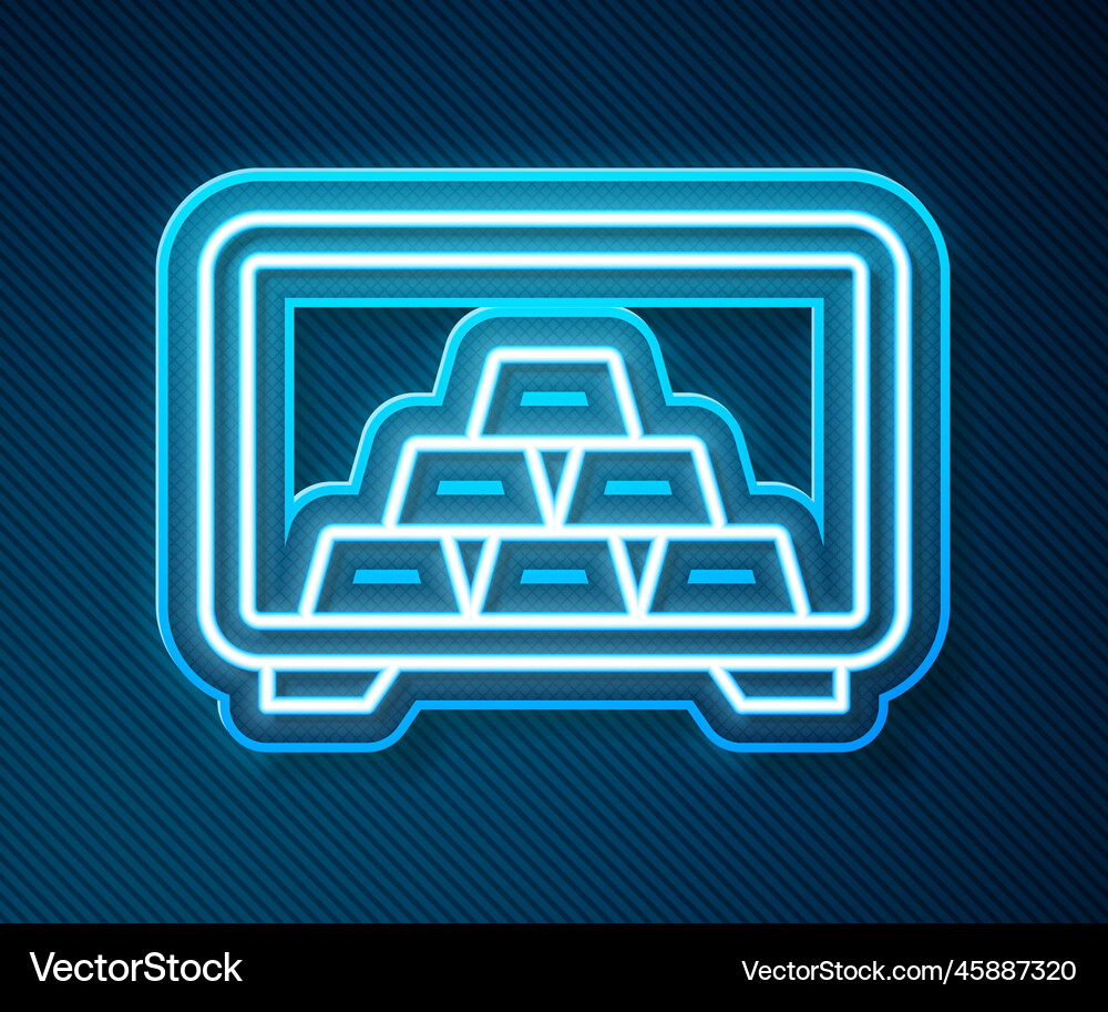 Glowing neon line safe with gold bars icon Vector Image