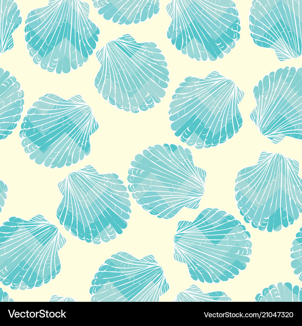 Hand drawn - seamless pattern of seashells marine Vector Image