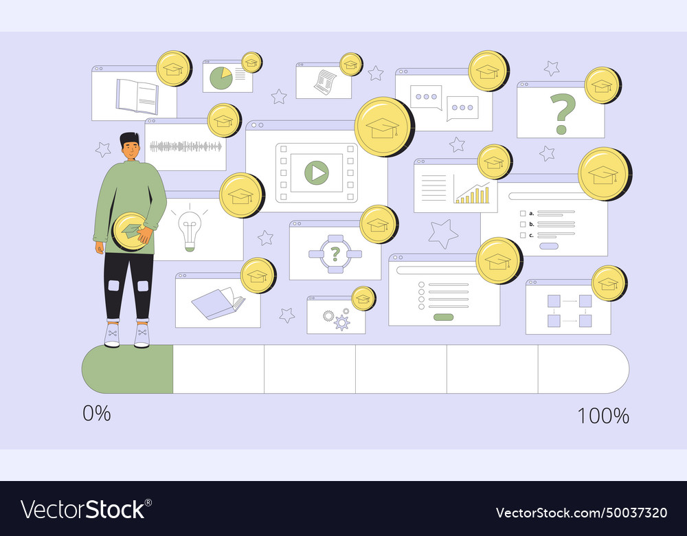 Learning management system gamification Royalty Free Vector