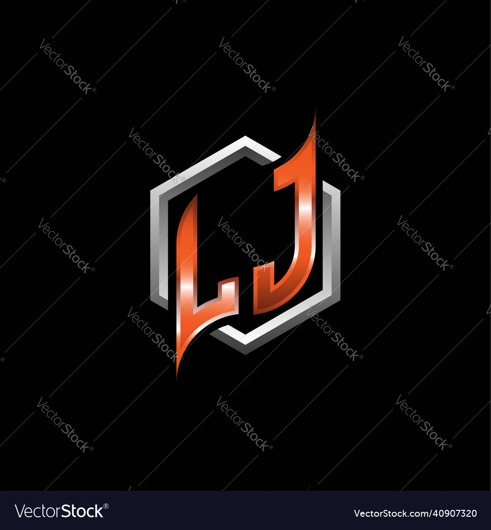 Lj monogram geometric orange with hexagonal Vector Image