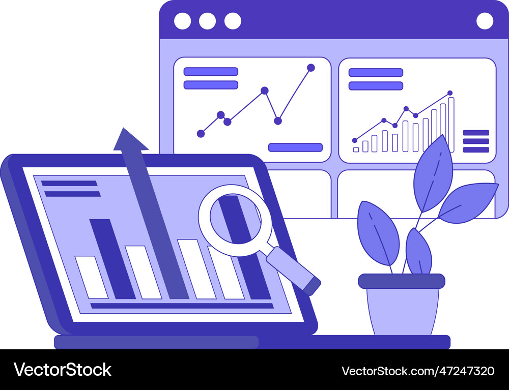 Market sales graph or chart on laptop screen Vector Image