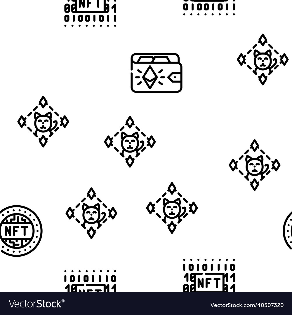 Nft digital technology seamless pattern Royalty Free Vector