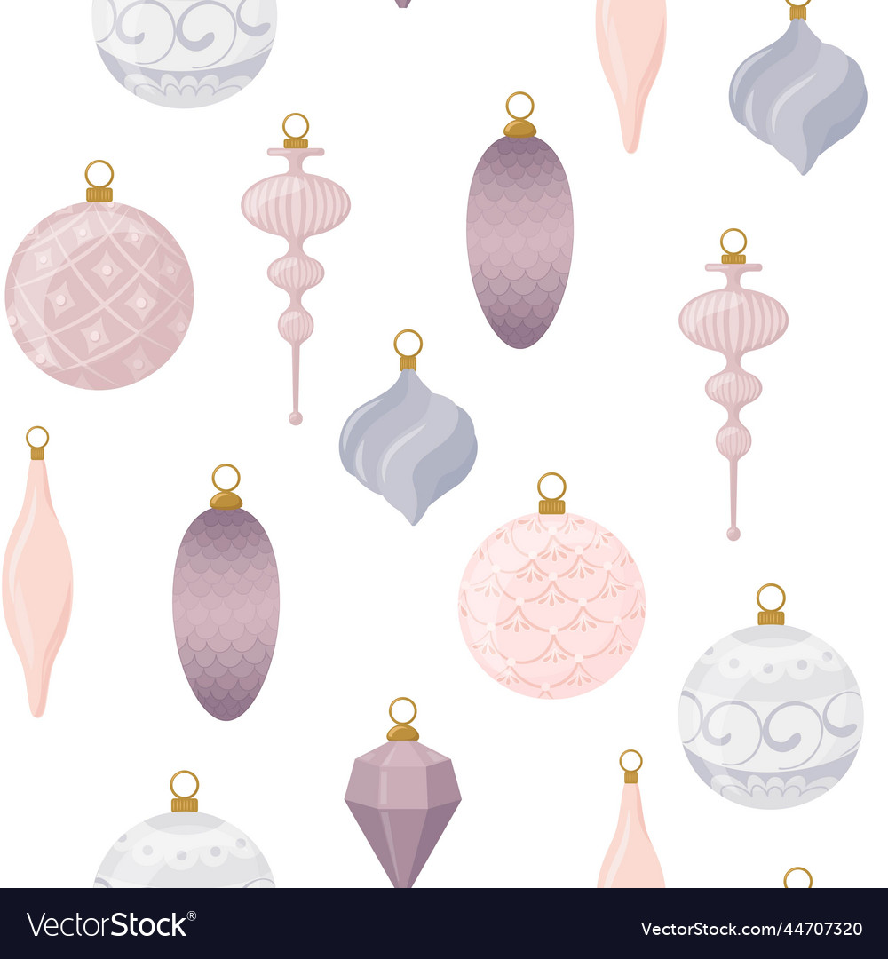 Seamless Pattern Of Christmas Decorations Vector Image