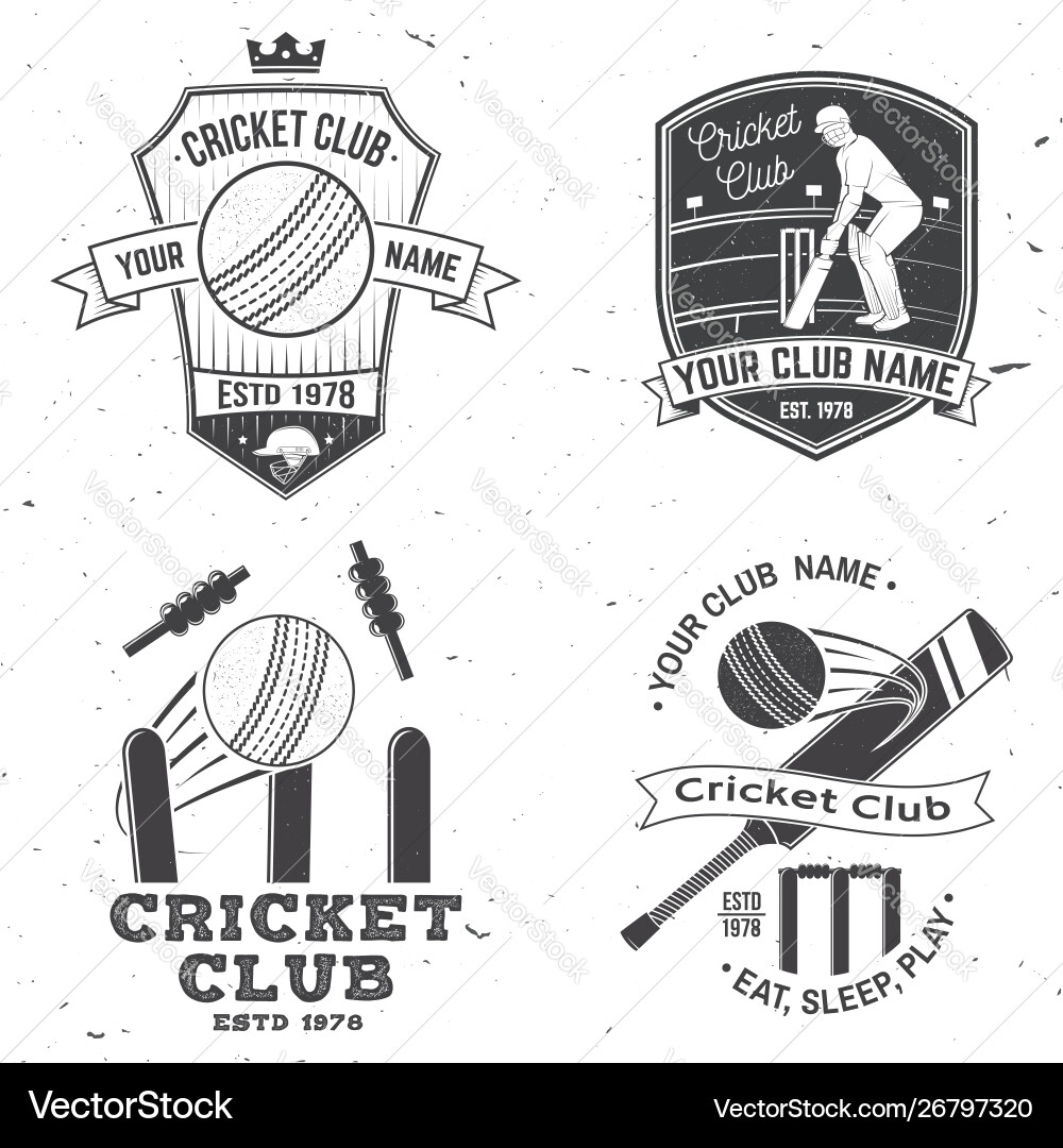 Set cricket club badges concept Royalty Free Vector Image