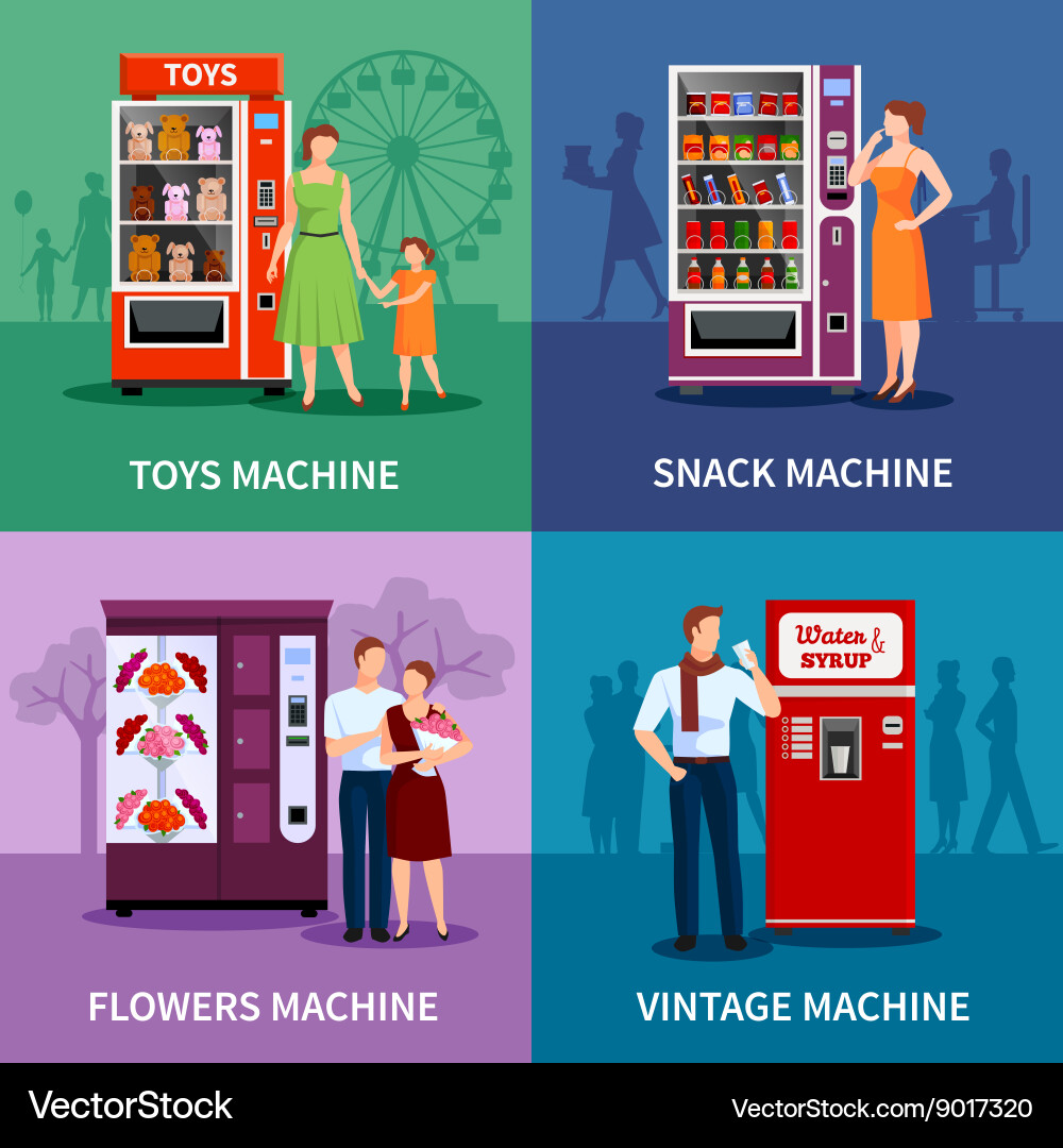 Stylish Colorful Vending Machines Royalty Free Vector Image