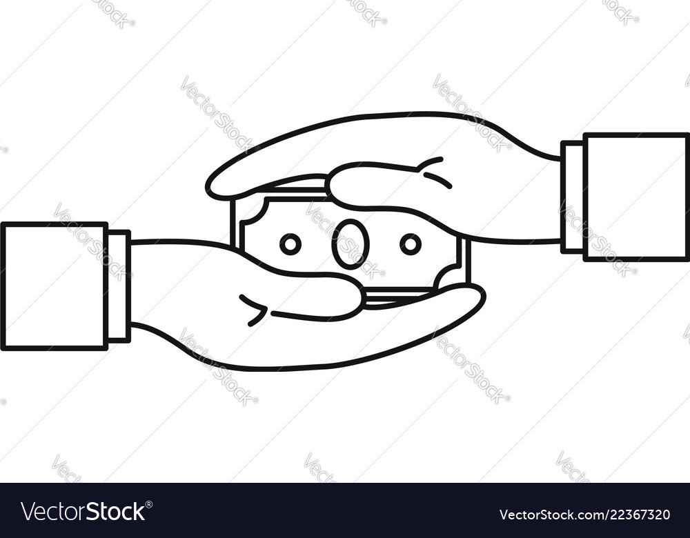 Two hand bribery money icon outline style Vector Image