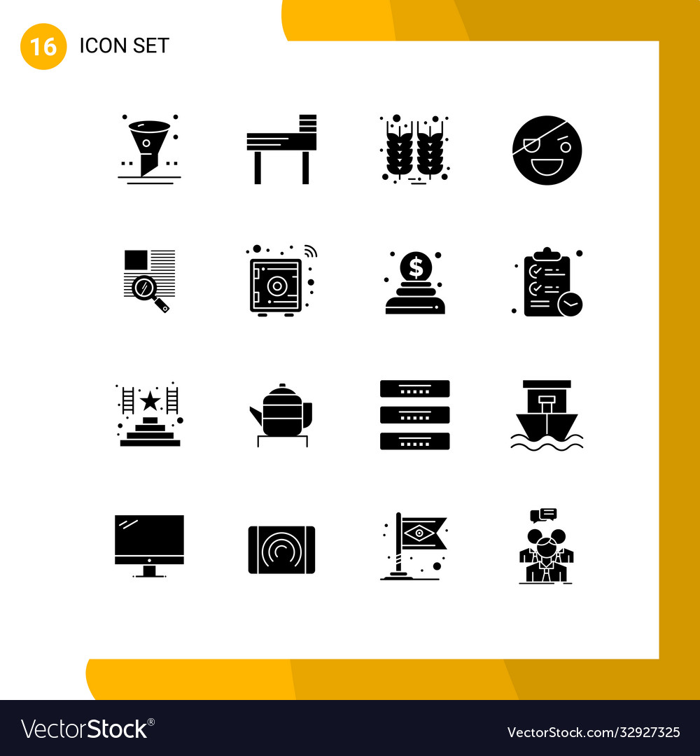 16 thematic solid glyphs and editable symbols Vector Image