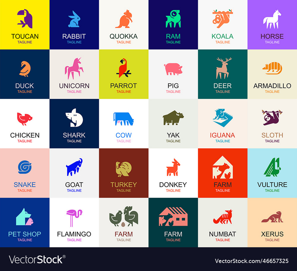 Animals logos collection Royalty Free Vector Image
