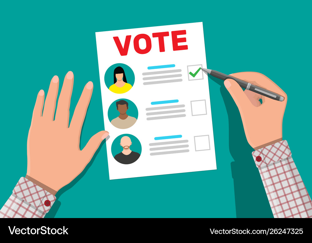 Ballot paper with candidates Royalty Free Vector Image