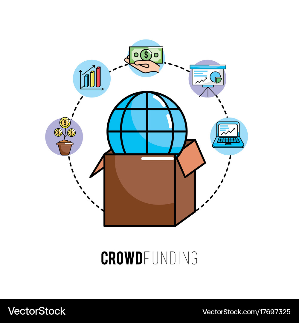 Crowdfunding strategy project to finance support Vector Image