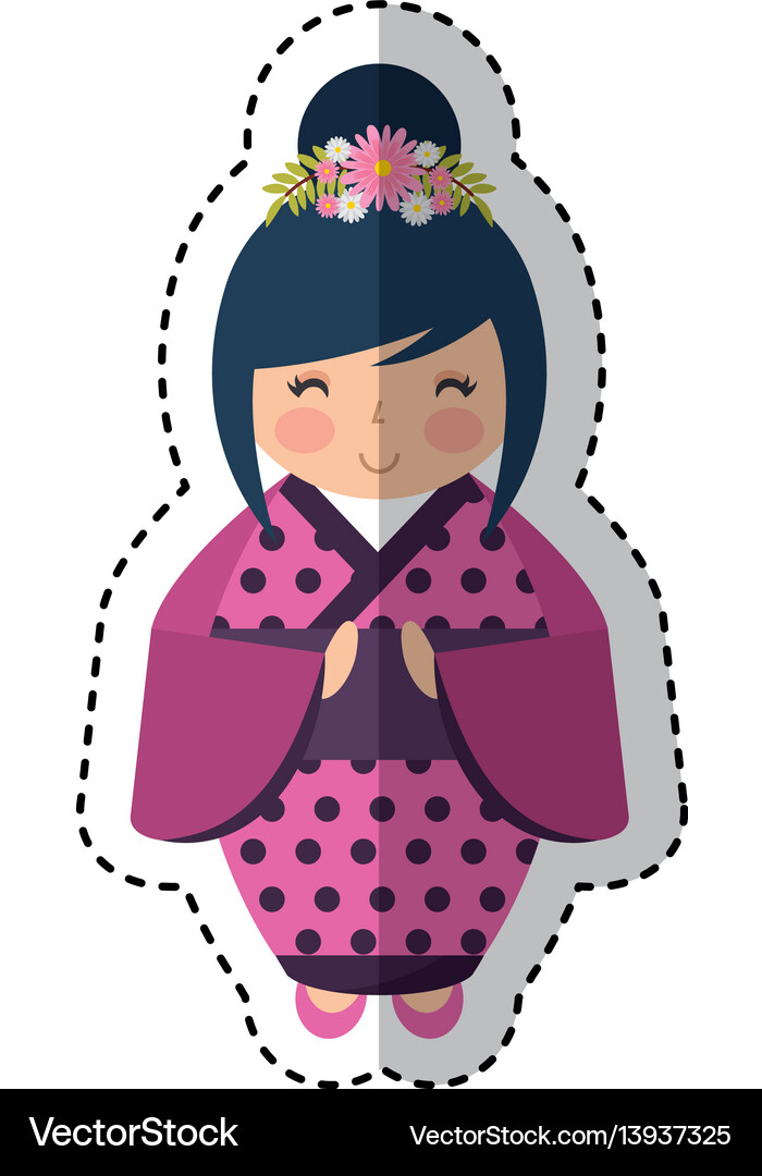 Cute japanese doll icon Royalty Free Vector Image