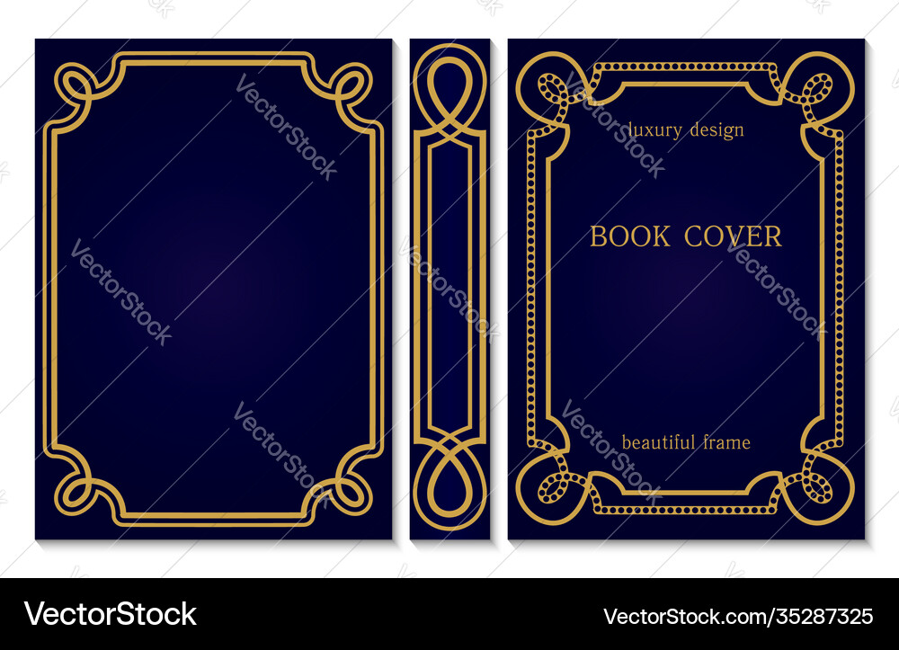 Design vintage binding for book set golden Vector Image