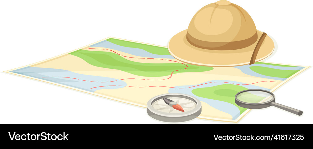Expedition map depicting geography and route Vector Image