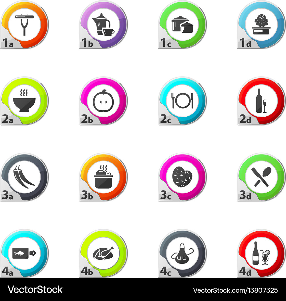 Food and kitchen icons set Royalty Free Vector Image