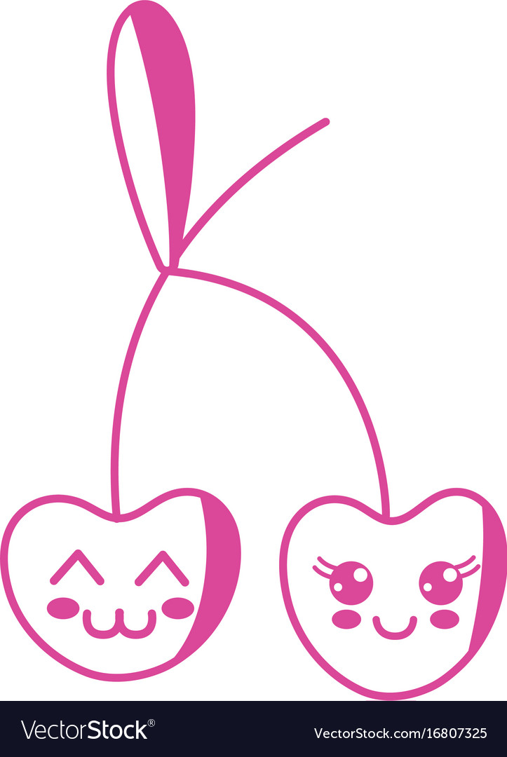 Kawaii cute happy cherry fruit Royalty Free Vector Image