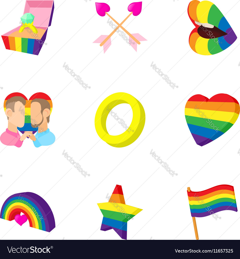 Lgbt Icons Set Cartoon Style Royalty Free Vector Image