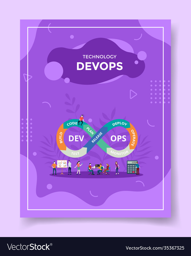 Technology devops people around devops arrow way Vector Image