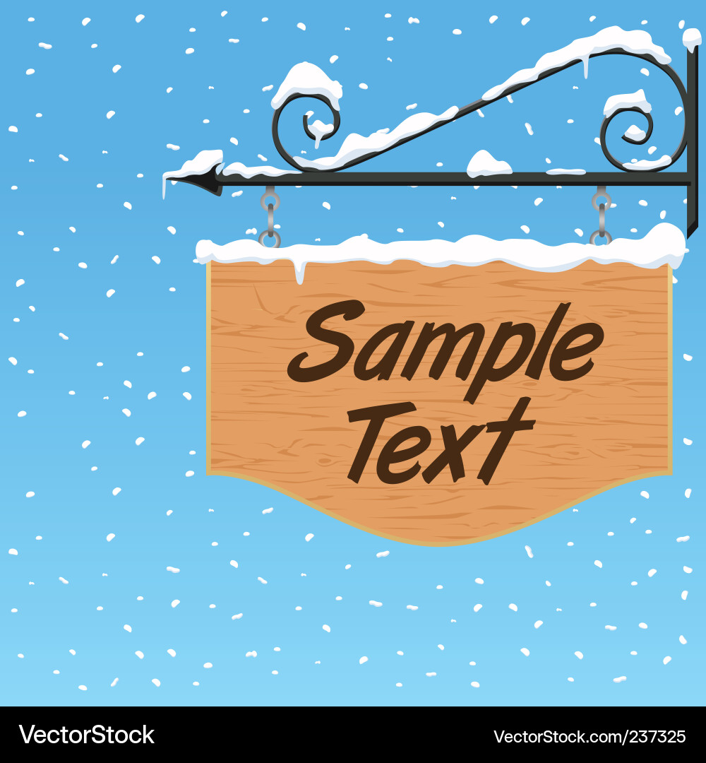 Wooden sign with snow effect Royalty Free Vector Image