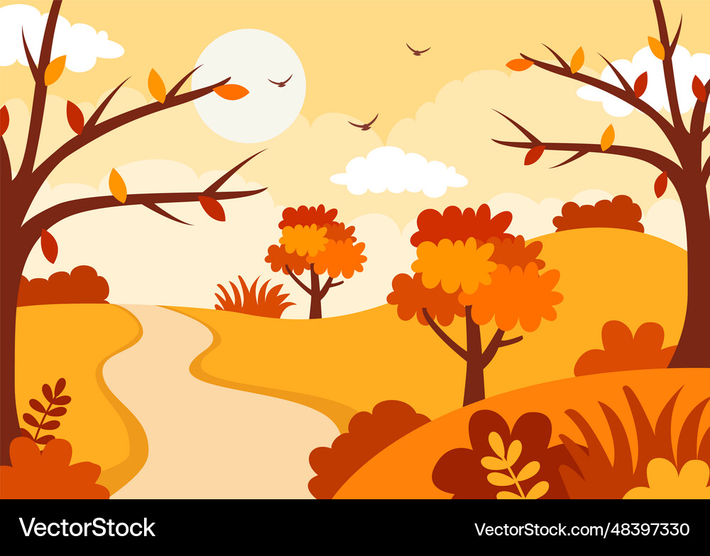 Autumn landscape background with mountains fields Vector Image