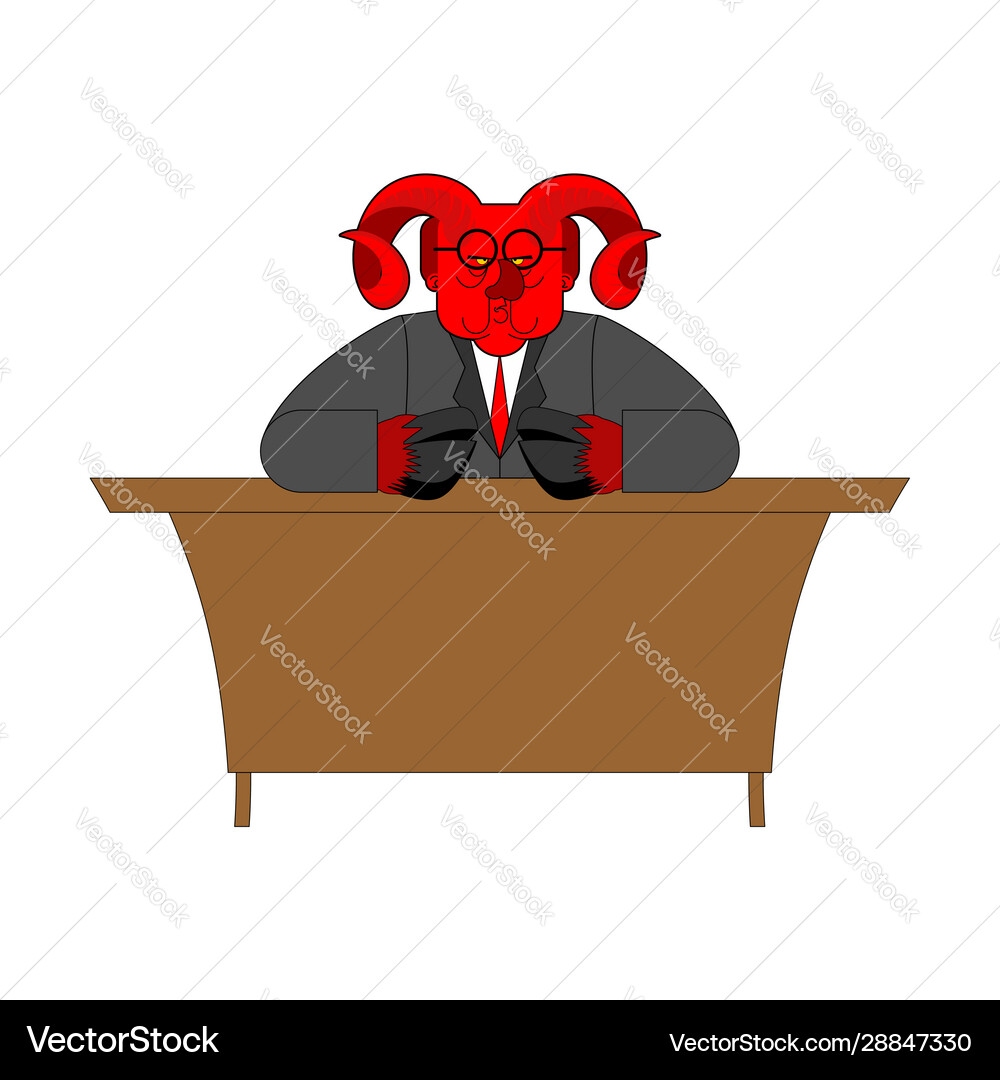 Boss devil in table demon businessman satan chief Vector Image