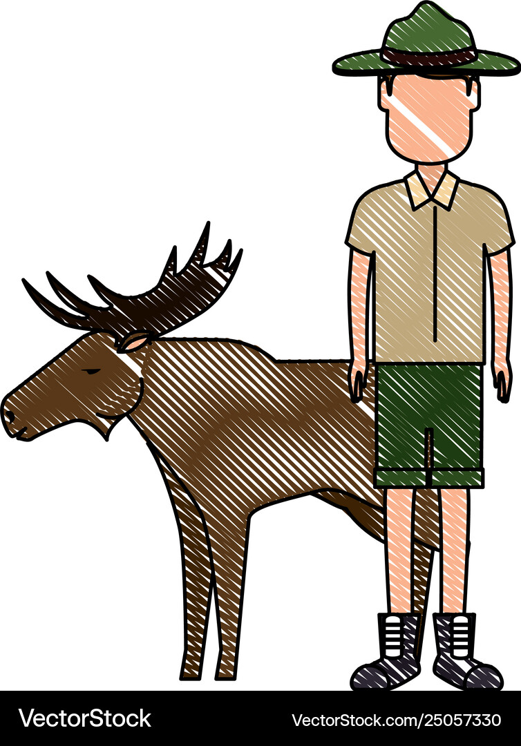 Canadian ranger with elk Royalty Free Vector Image