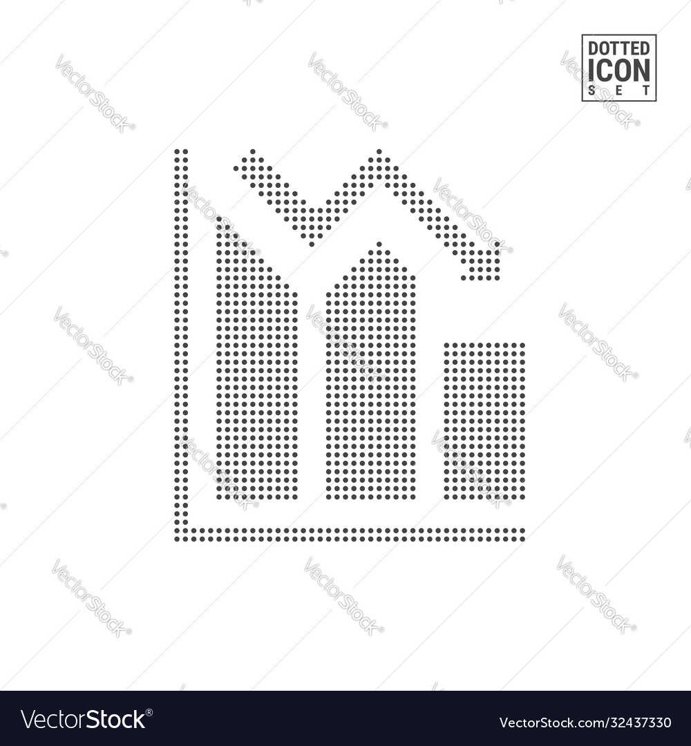 Down graph dot pattern icon downward bars chart Vector Image