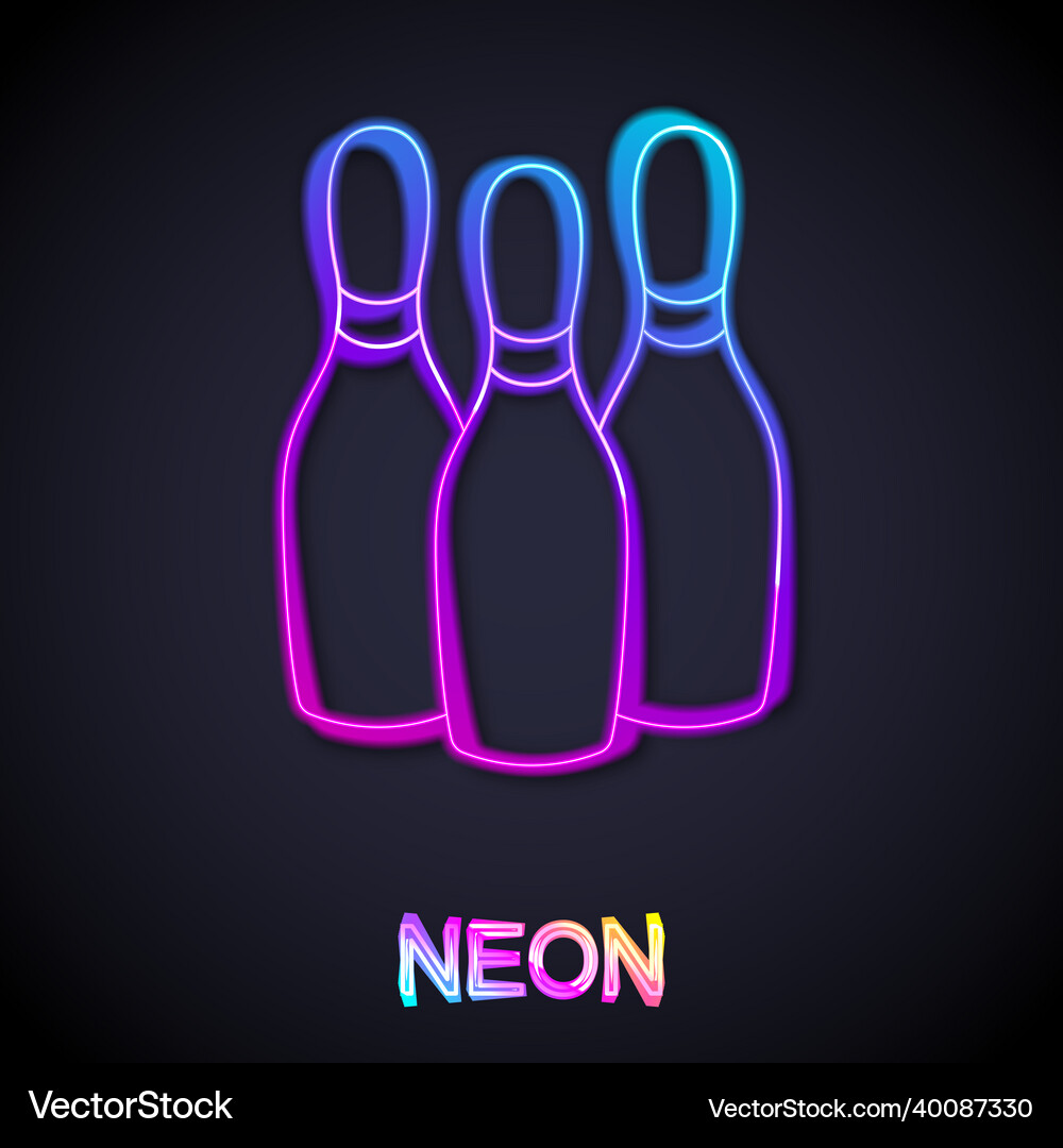 Glowing neon line bowling pin icon isolated Vector Image