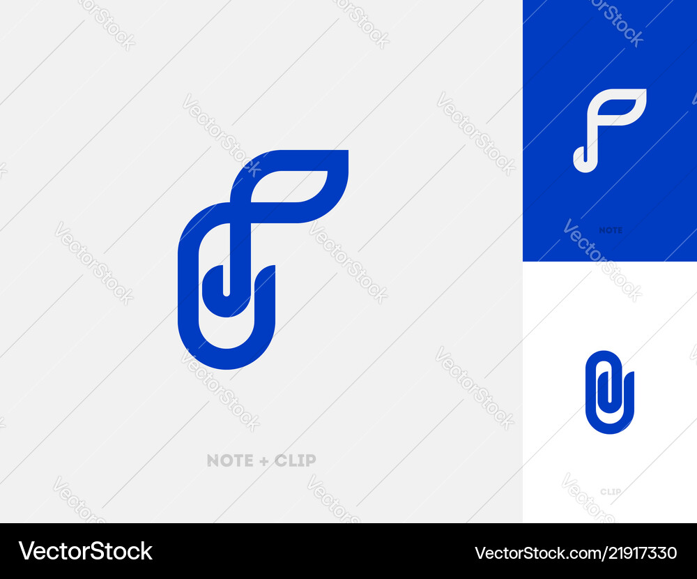 Modern line logo mark template with paper clip Vector Image