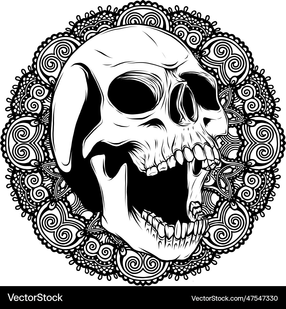 Of outline human skull design Royalty Free Vector Image