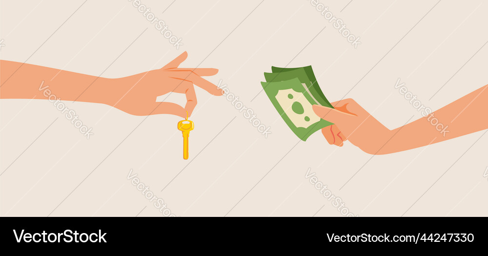 Paying customer being offered the key cartoon Vector Image