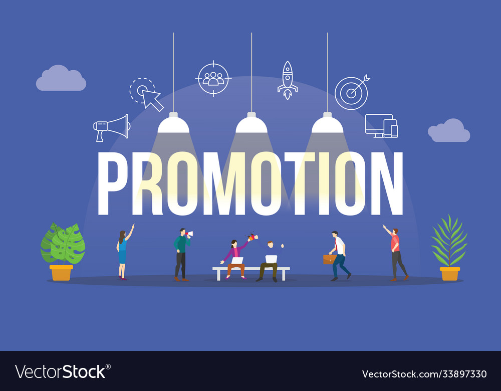 Promotion business concept with people and big Vector Image