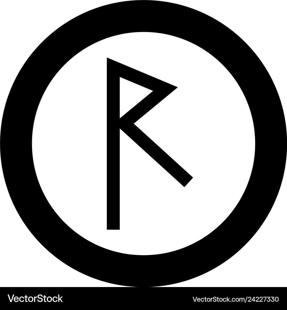 Raido rune raid symbol road icon black color Vector Image