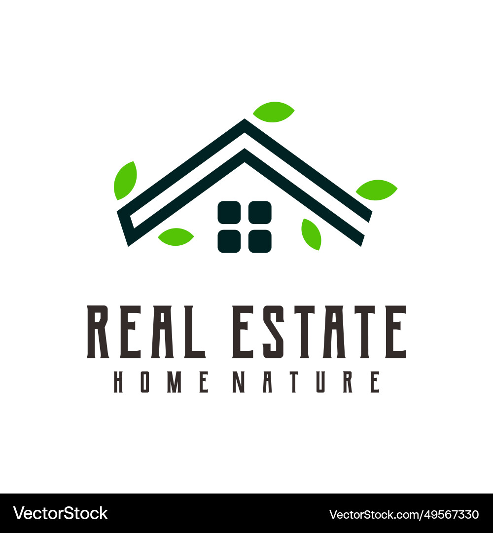 Real estate leaf logo line art Royalty Free Vector Image