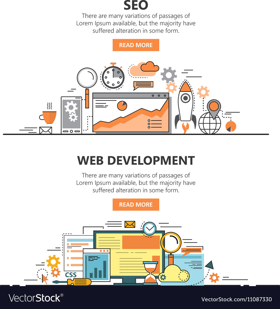 Search engine optimization and web development Vector Image