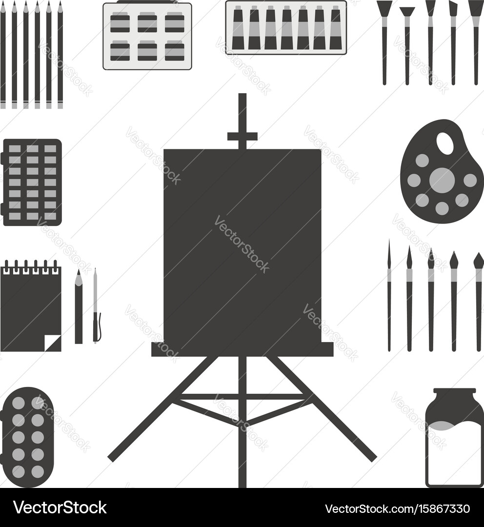 Set of black art things Royalty Free Vector Image