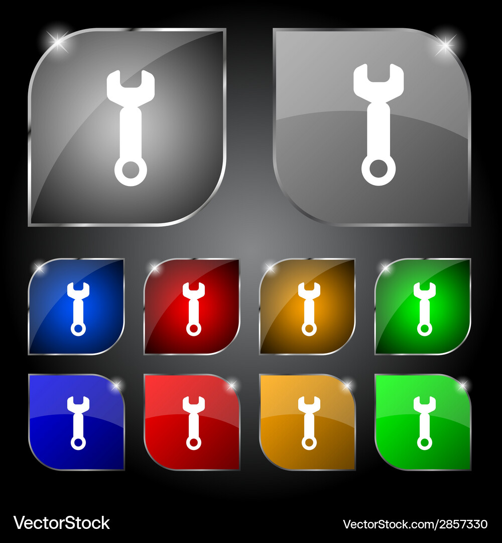 Wrench key sign icon service tool symbol set Vector Image