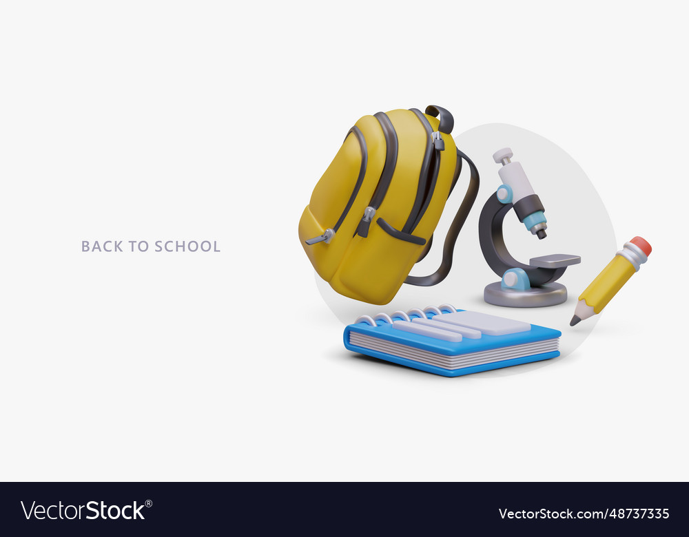 Back to school 3d backpack microscope notebook Vector Image