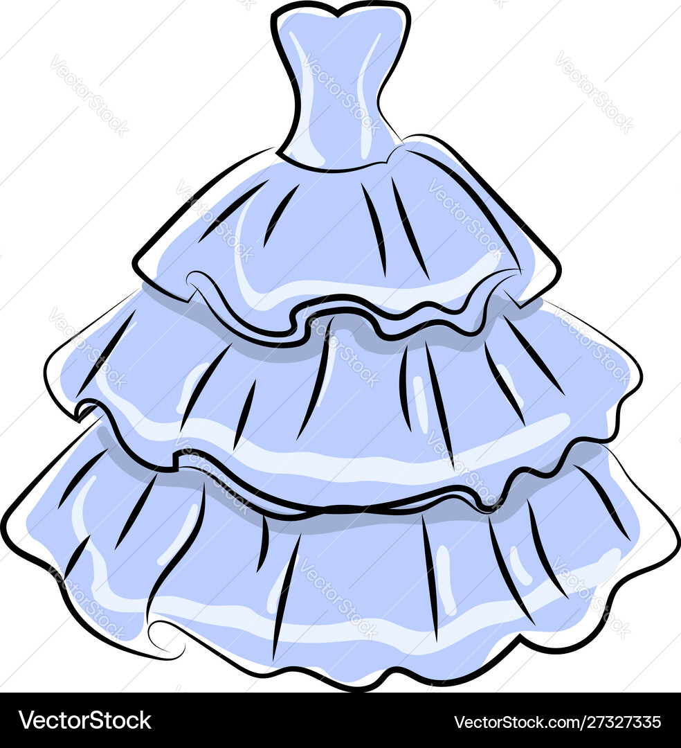 Blue dress on white background Royalty Free Vector Image