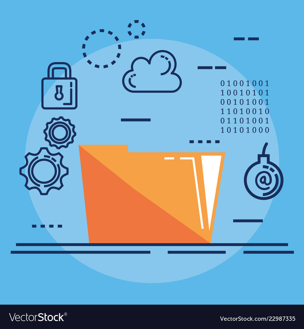 Data center security with folder Royalty Free Vector Image