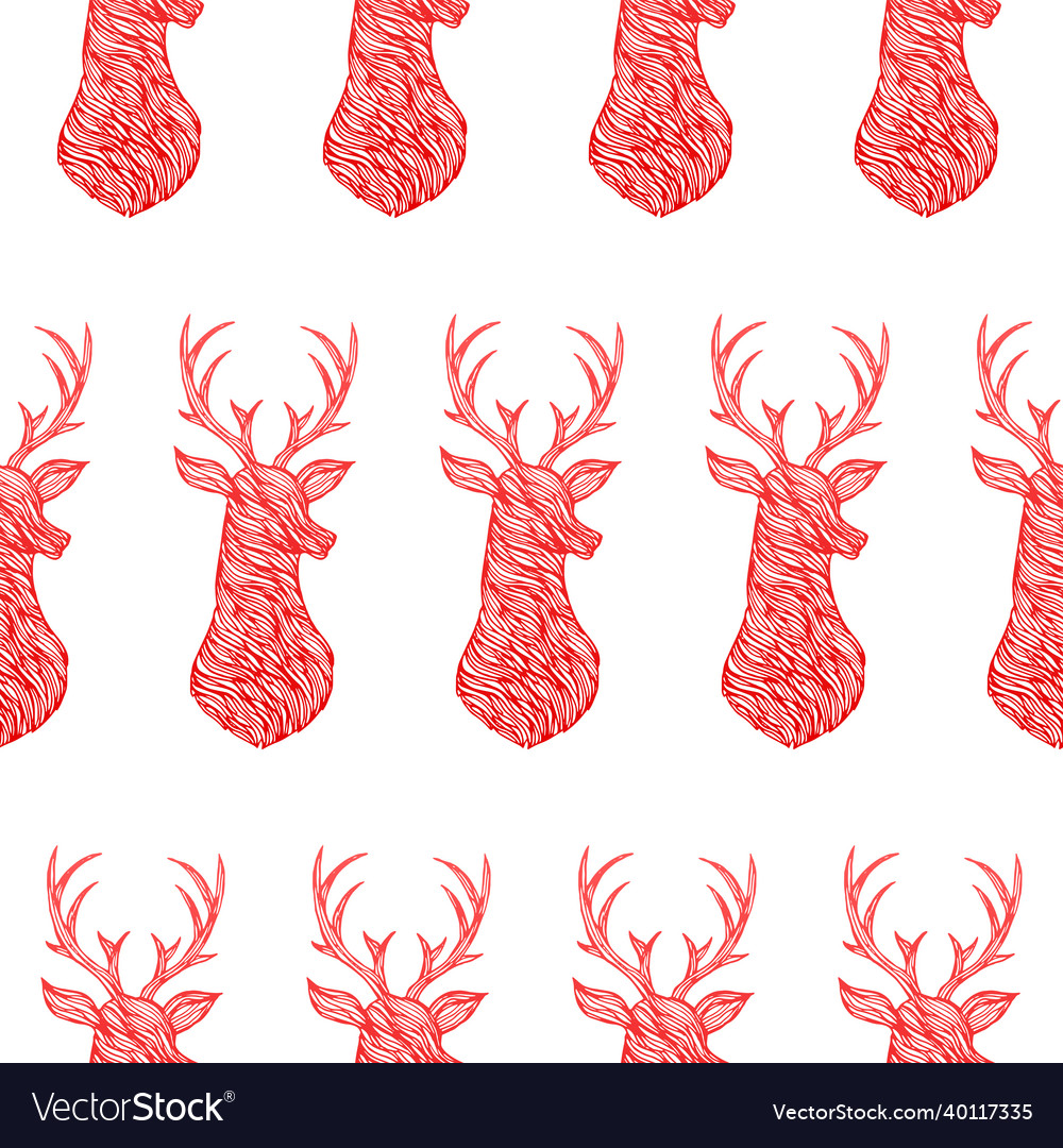 Doodle deer seamless pattern Royalty Free Vector Image