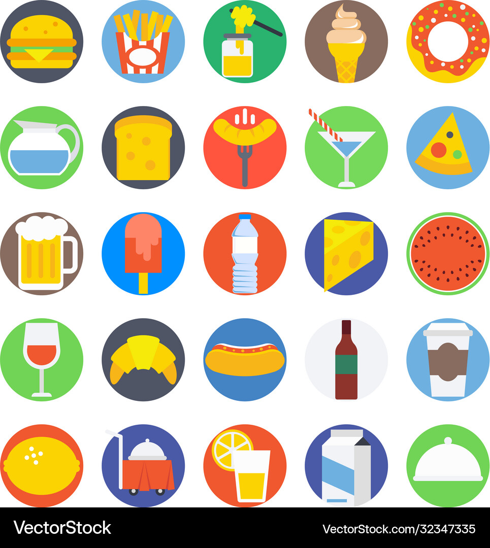 Food colored icons 1 Royalty Free Vector Image